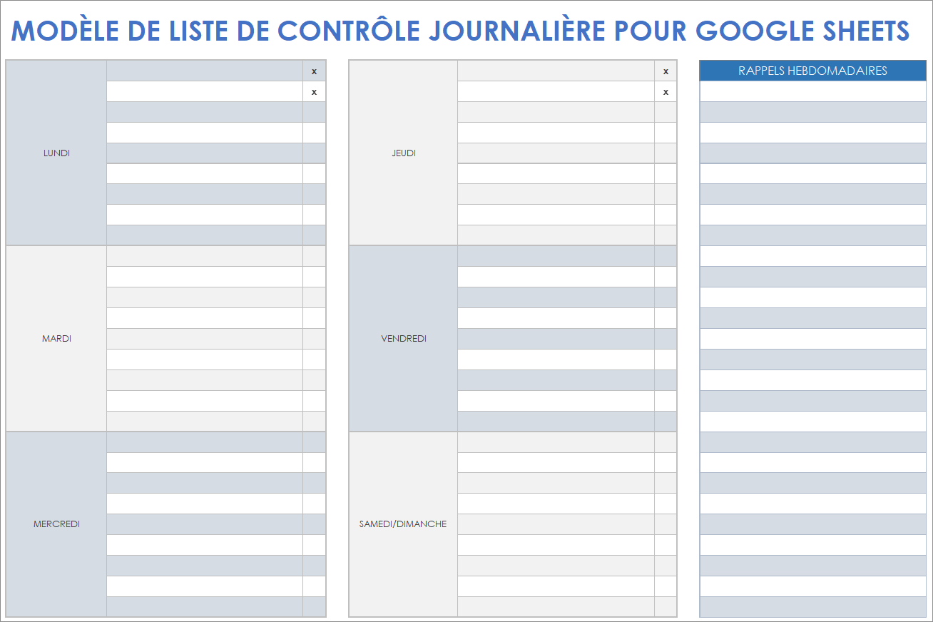 Modèles gratuits de liste de contrôle pour Google Sheets | Smartsheet