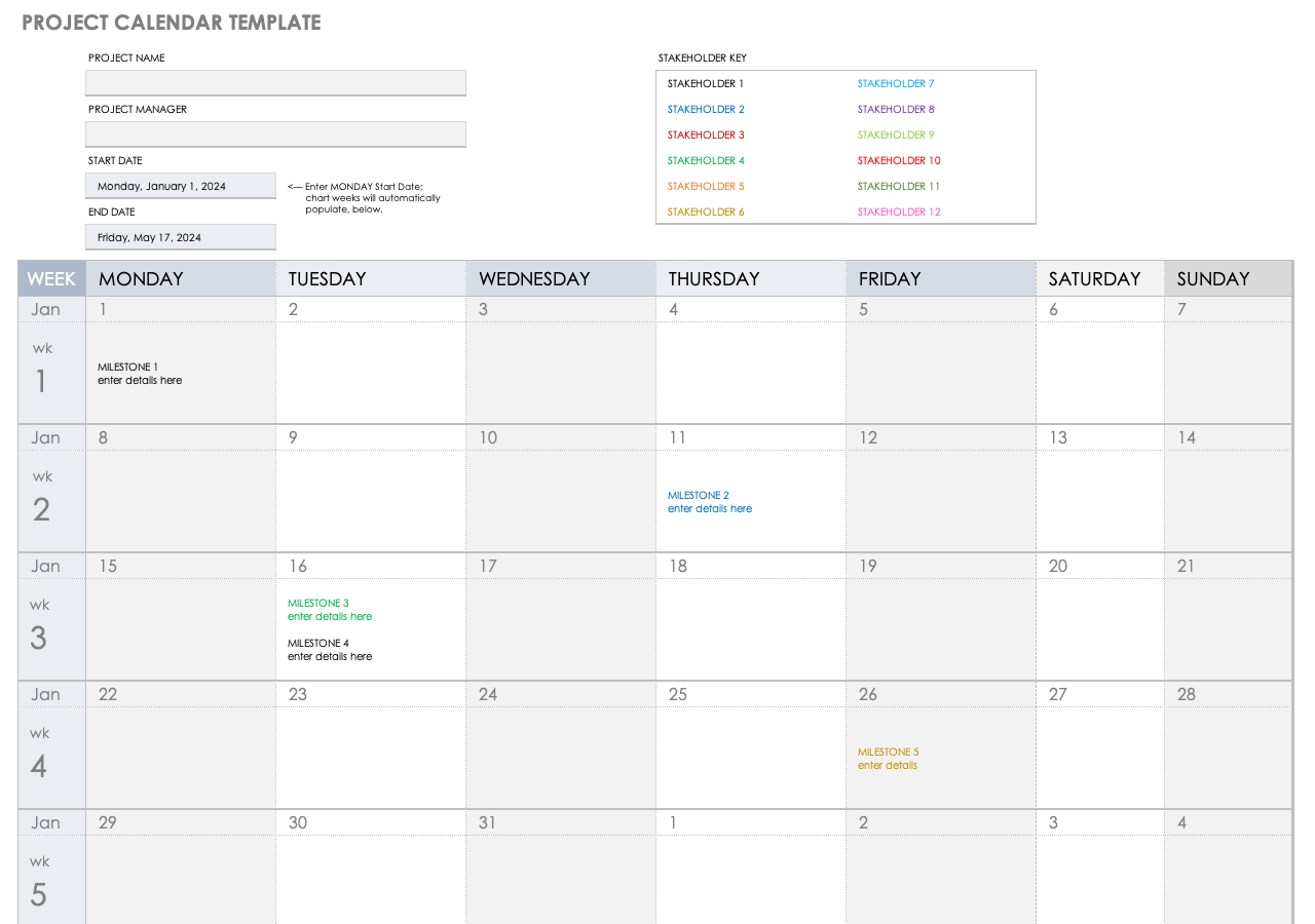 Modèles gratuits de calendriers de projet | Smartsheet