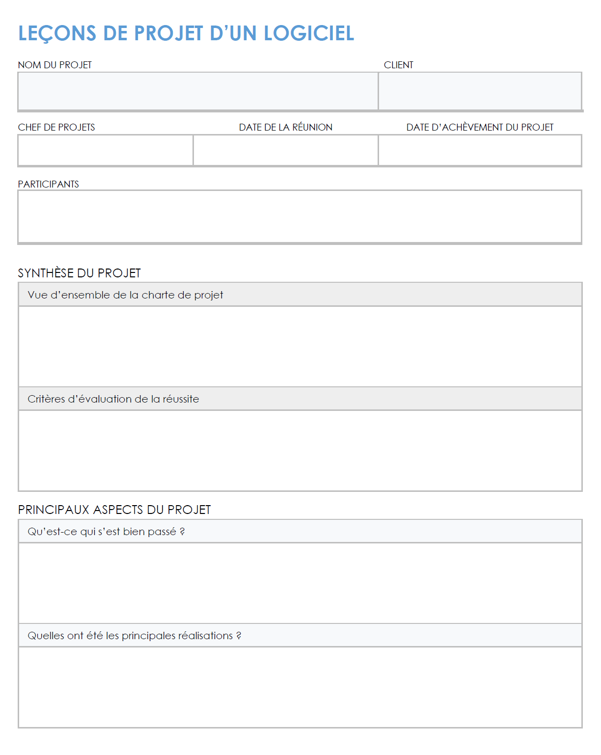Modèles gratuits de retours d'expérience pour la gestion de projet ...