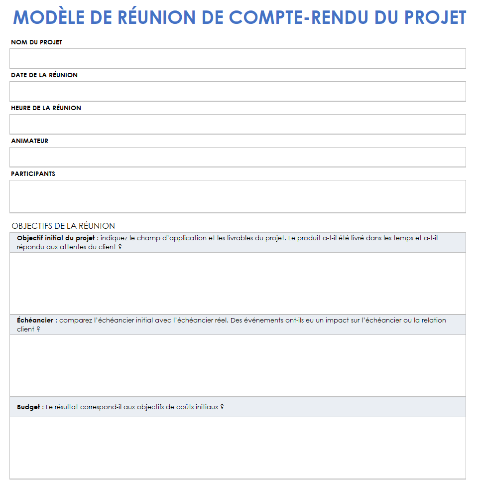 Modèles gratuits de compte-rendu de projet | Smartsheet
