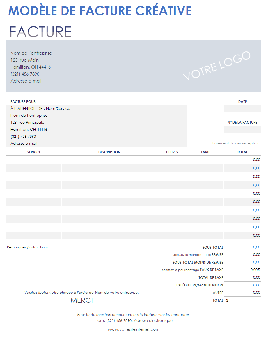 55 modèles gratuits de factures | Smartsheet