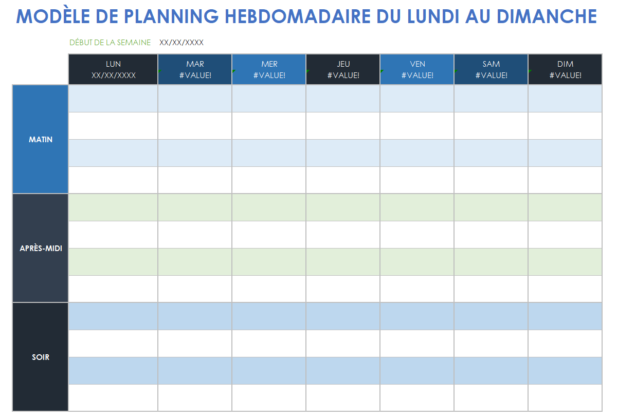 15 modèles gratuits de calendriers hebdomadaires | Smartsheet