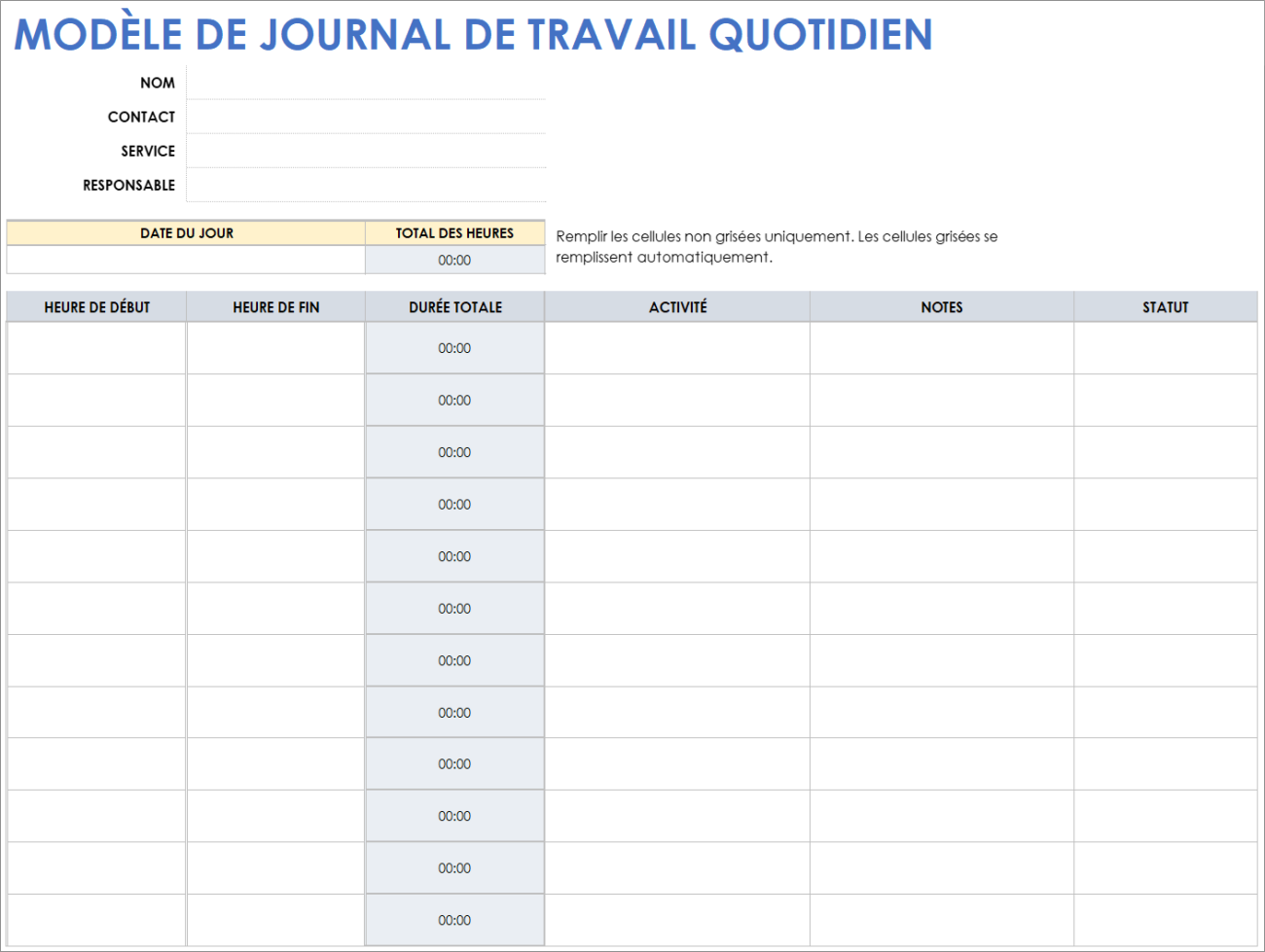 Modèles gratuits de journal de travail avec guide pratique et exemples ...