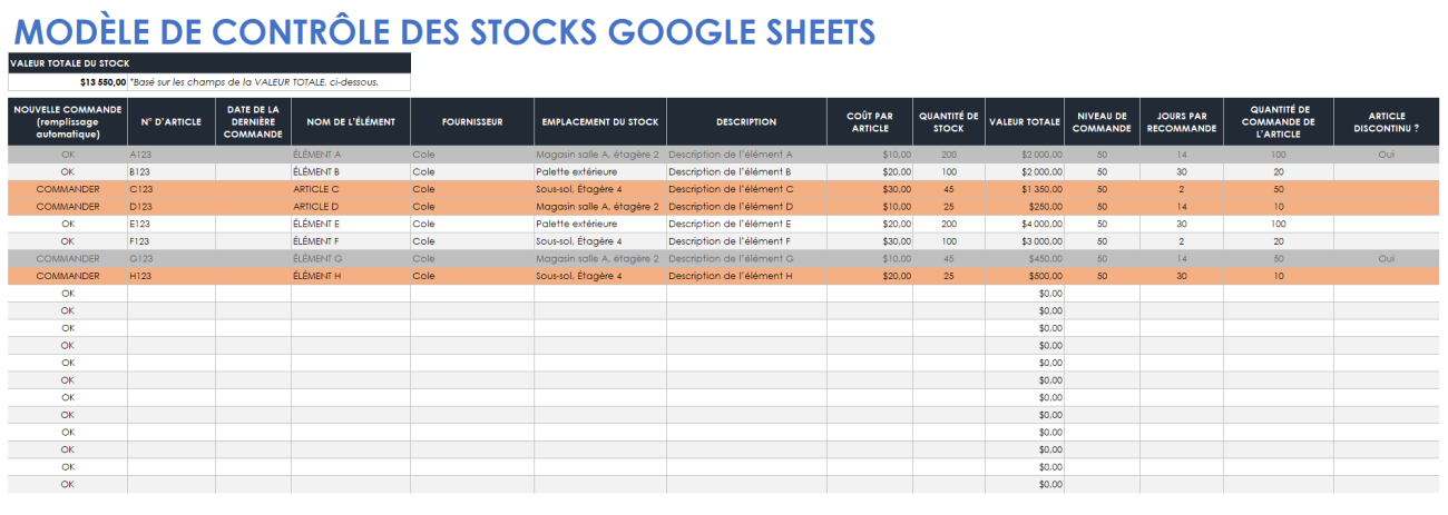 Modèles d’inventaire Google Sheets gratuits | Smartsheet