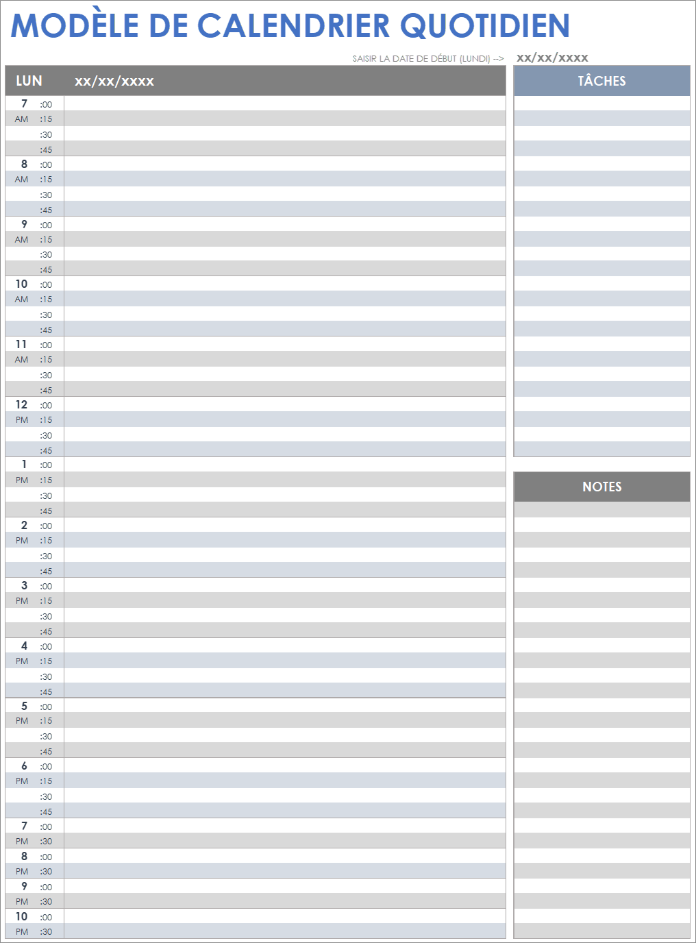 Modèles de calendriers quotidiens imprimables gratuits | Smartsheet