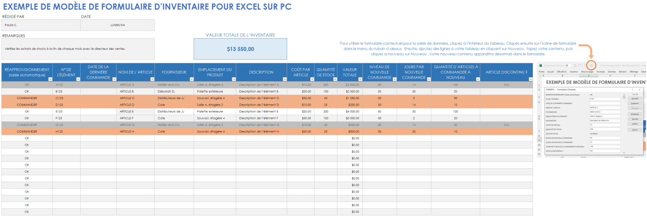 Modèles gratuits de formulaires pour Excel : formulaires à remplir de ...