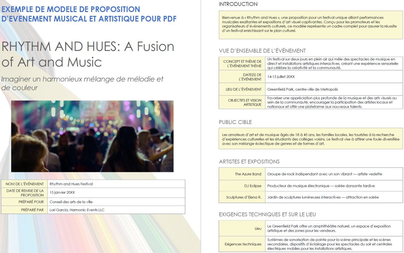 Modèles, formulaires et exemples gratuits de proposition d’événement pour PDF