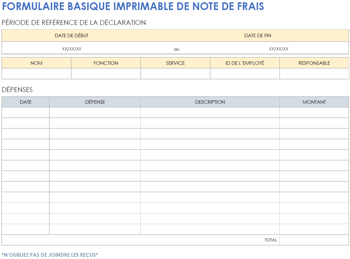 Modèles et formulaires gratuits de note de frais pour PDF | Smartsheet