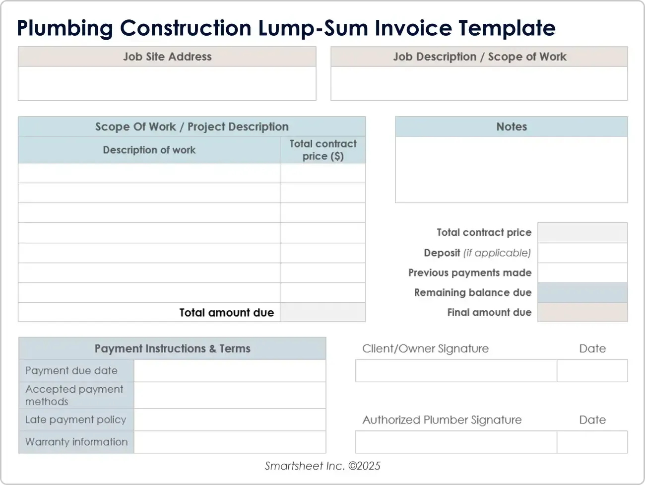 Modèles gratuits de factures pour travaux de construction