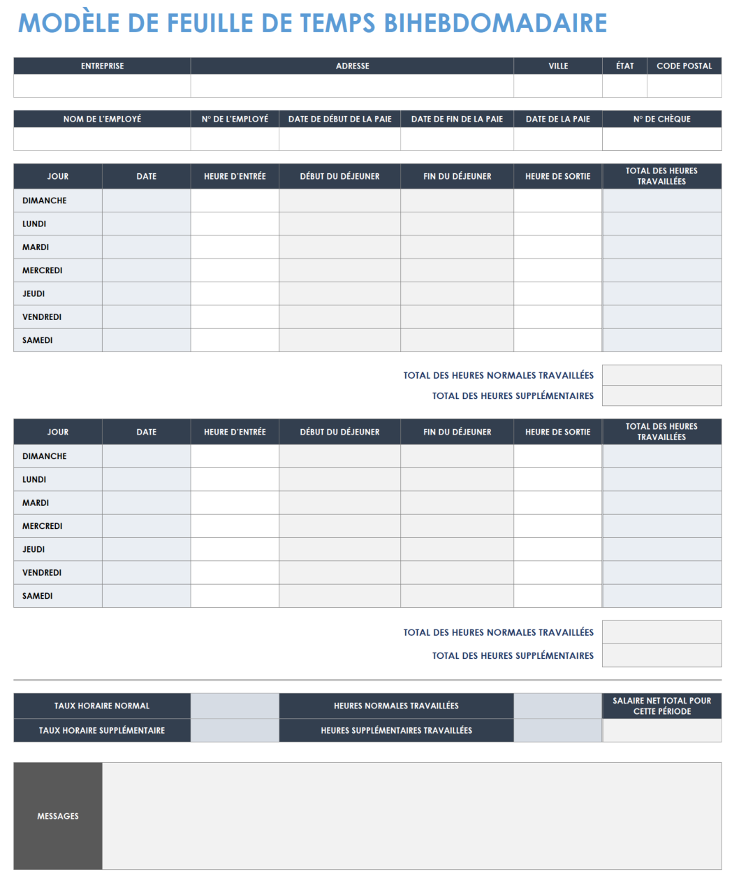 Modèles de feuille de temps Excel gratuits | Smartsheet