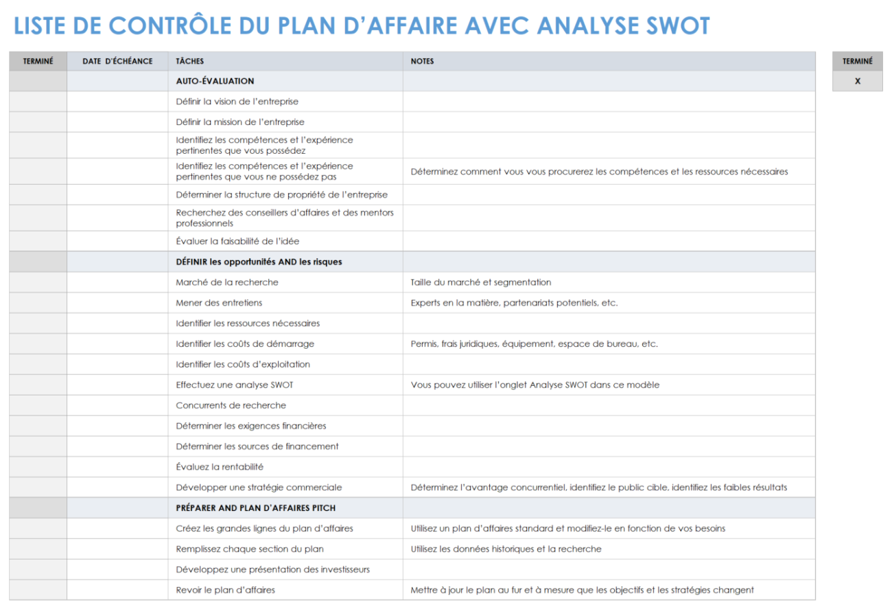 Modèles gratuits de plan d’affaires au format Excel | Smartsheet