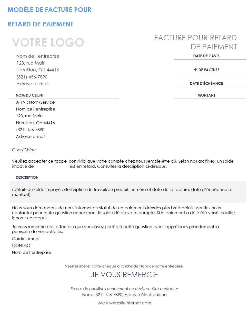 Modèles gratuits de factures MS Word | Smartsheet