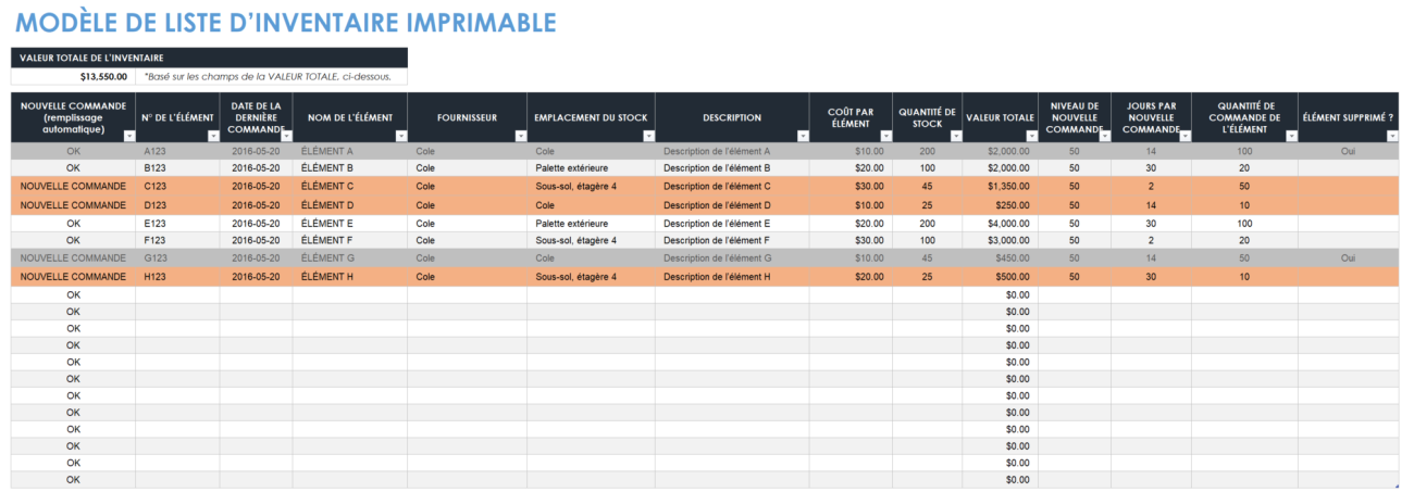 Modèles gratuits de liste d’inventaire | Smartsheet