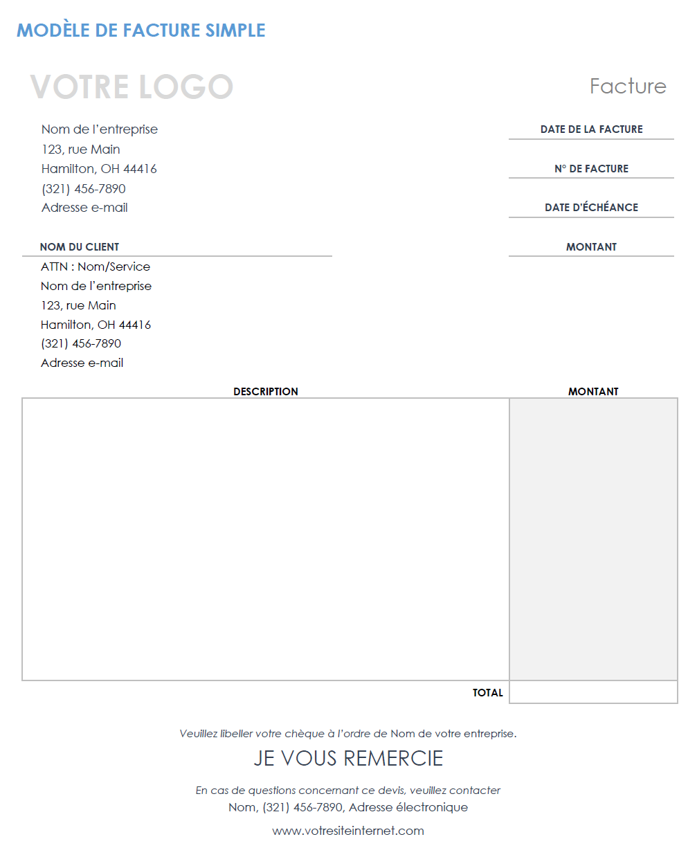 Modèles gratuits de factures MS Word | Smartsheet