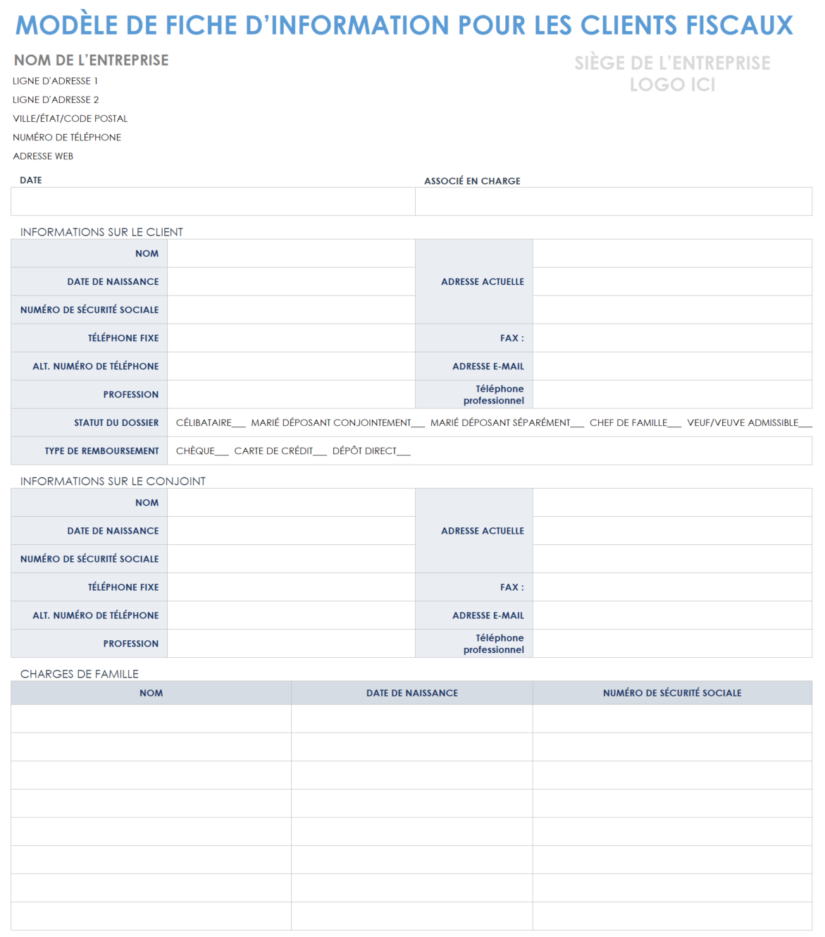Modèles et formulaires gratuits d’informations client | Smartsheet