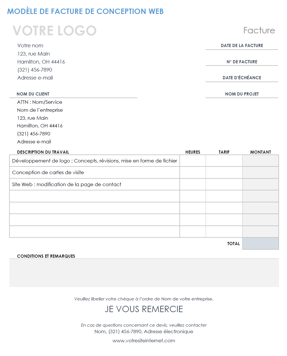 Modèles gratuits de factures MS Word | Smartsheet
