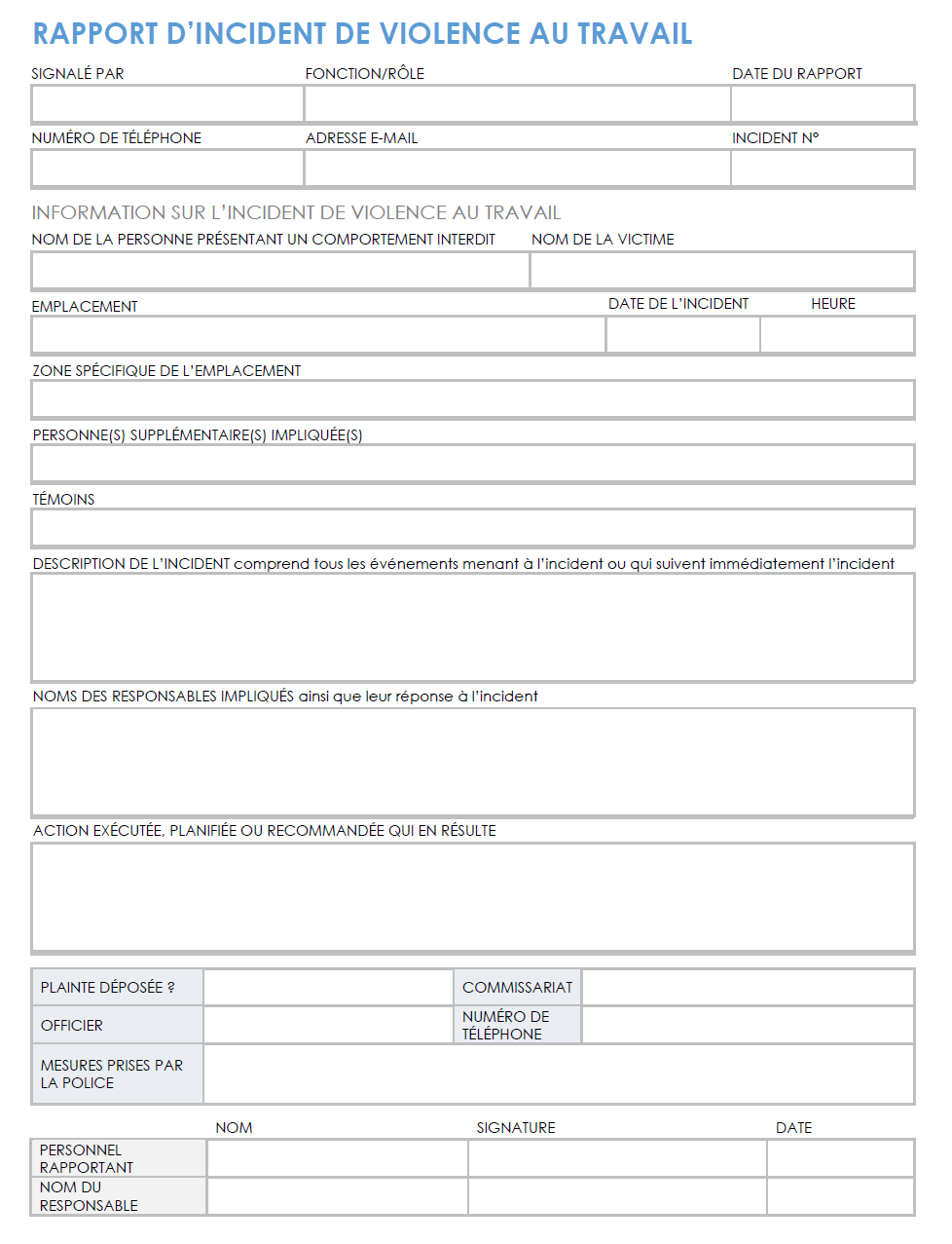 Exemple De Rapport D Incident | Modèle Rapport D’Incident Gratuit – QYUGRM