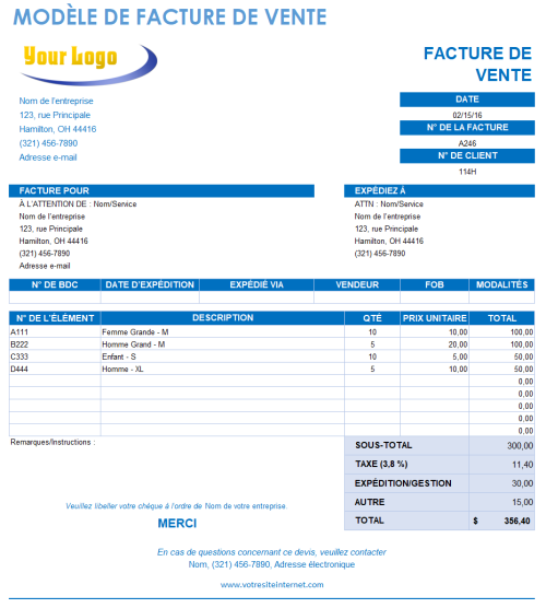Modèles gratuits de factures Excel - Smartsheet