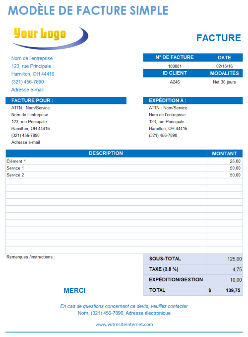 Modèles gratuits de factures Excel - Smartsheet