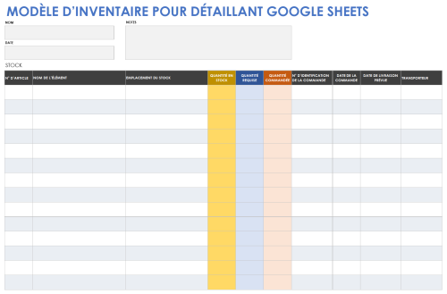 Modèles d’inventaire Google Sheets gratuits | Smartsheet