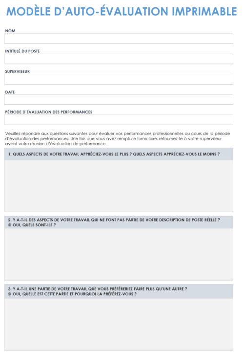 Modèles gratuits d’auto-évaluation | Smartsheet