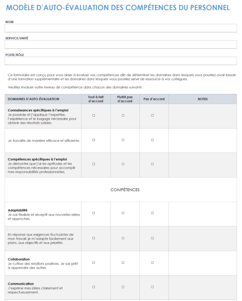 Modèles gratuits d’auto-évaluation | Smartsheet