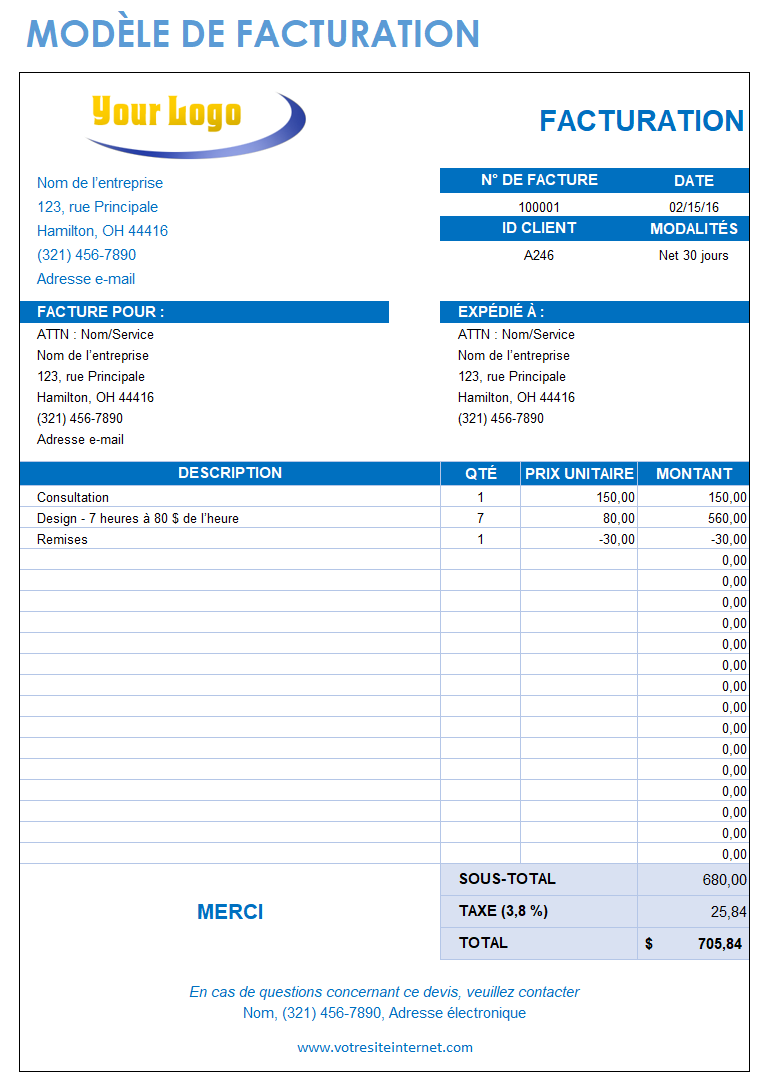 Modèles gratuits de factures Excel - Smartsheet