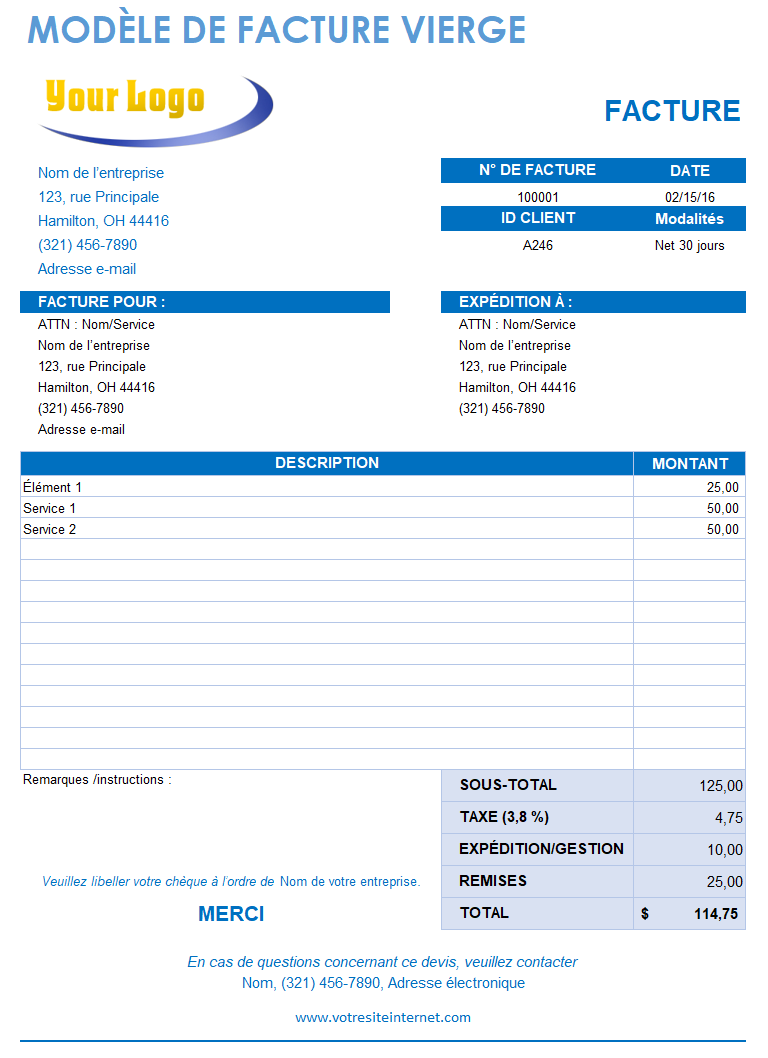 Modèles gratuits de factures Excel - Smartsheet