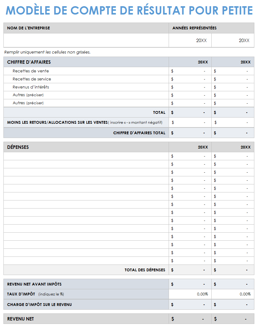 Modèles de compte de résultat pour petite entreprise | Smartsheet