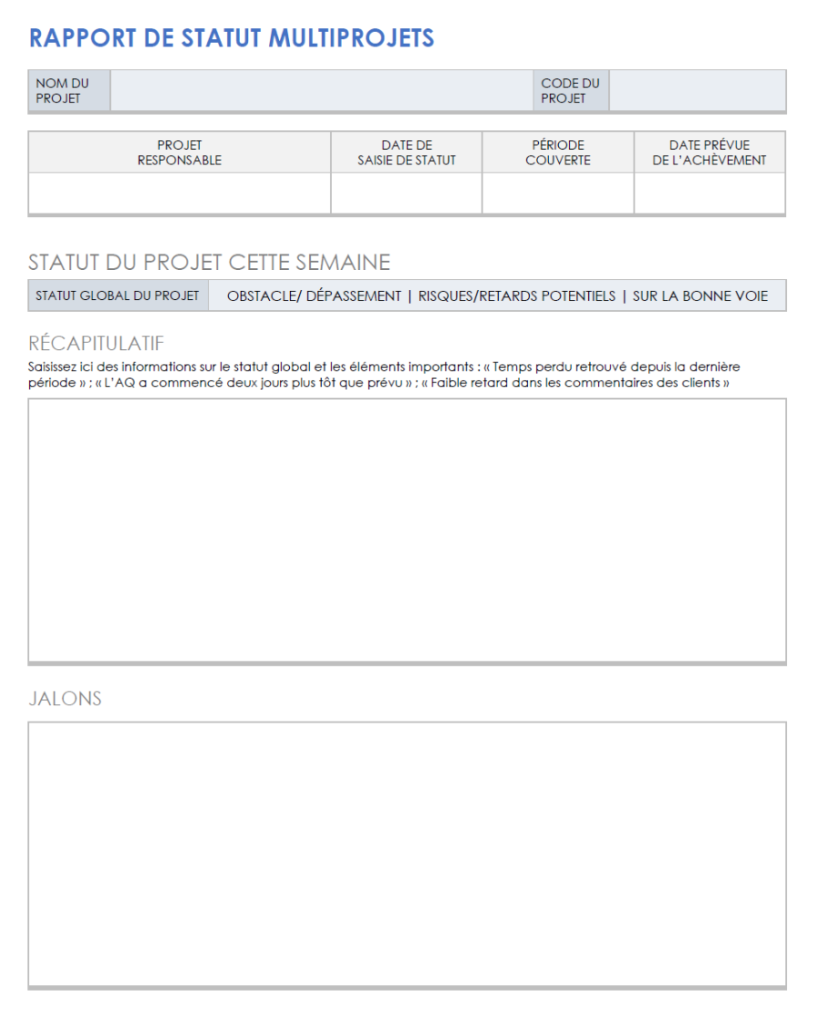 Modèles gratuits de suivi multiprojets | Smartsheet