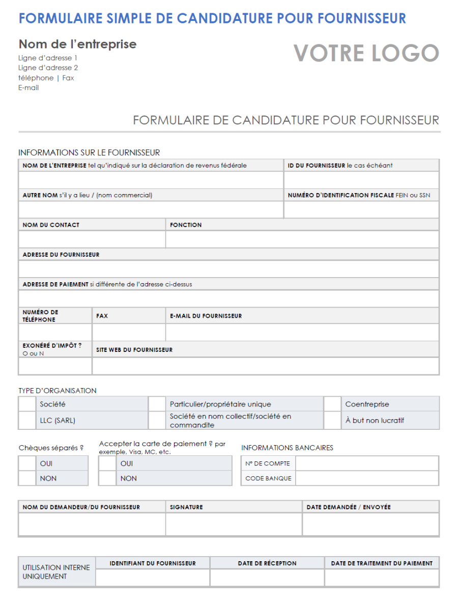 Formulaires et modèles de candidature gratuits pour les vendeurs ...