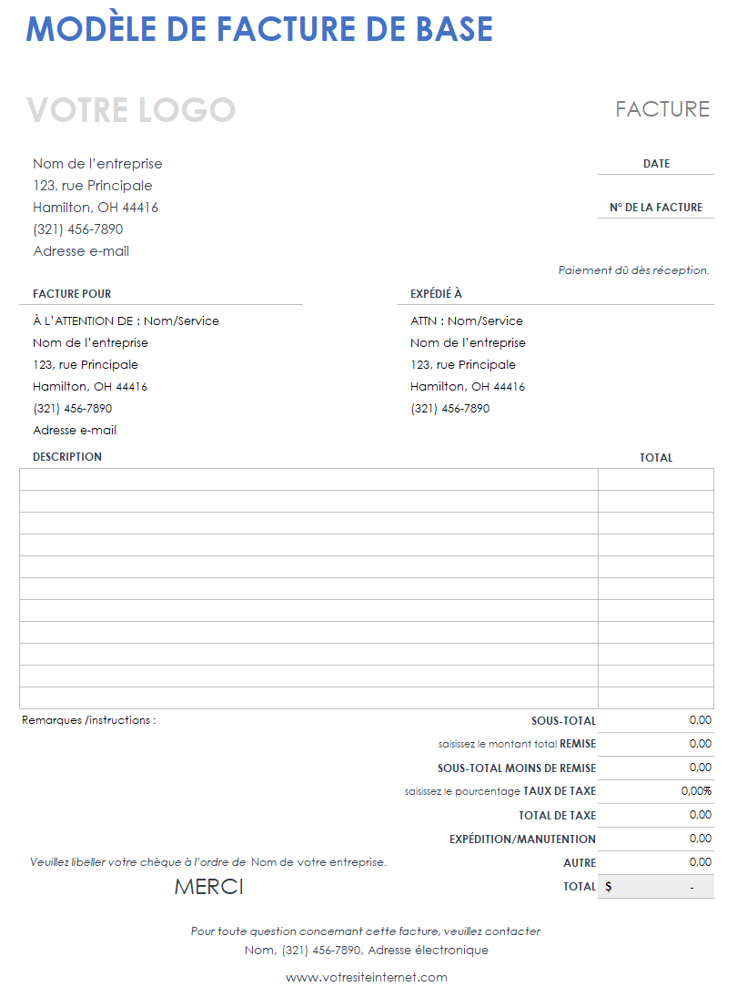 55 modèles gratuits de factures | Smartsheet
