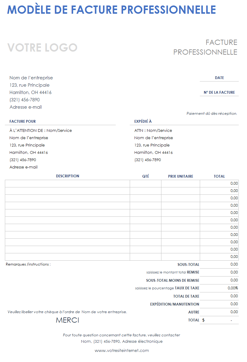 55 modèles gratuits de factures | Smartsheet