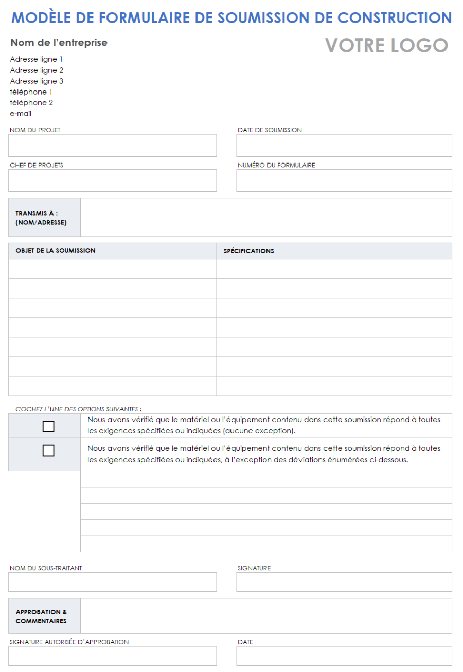Modèles de soumissions de construction gratuits | Smartsheet