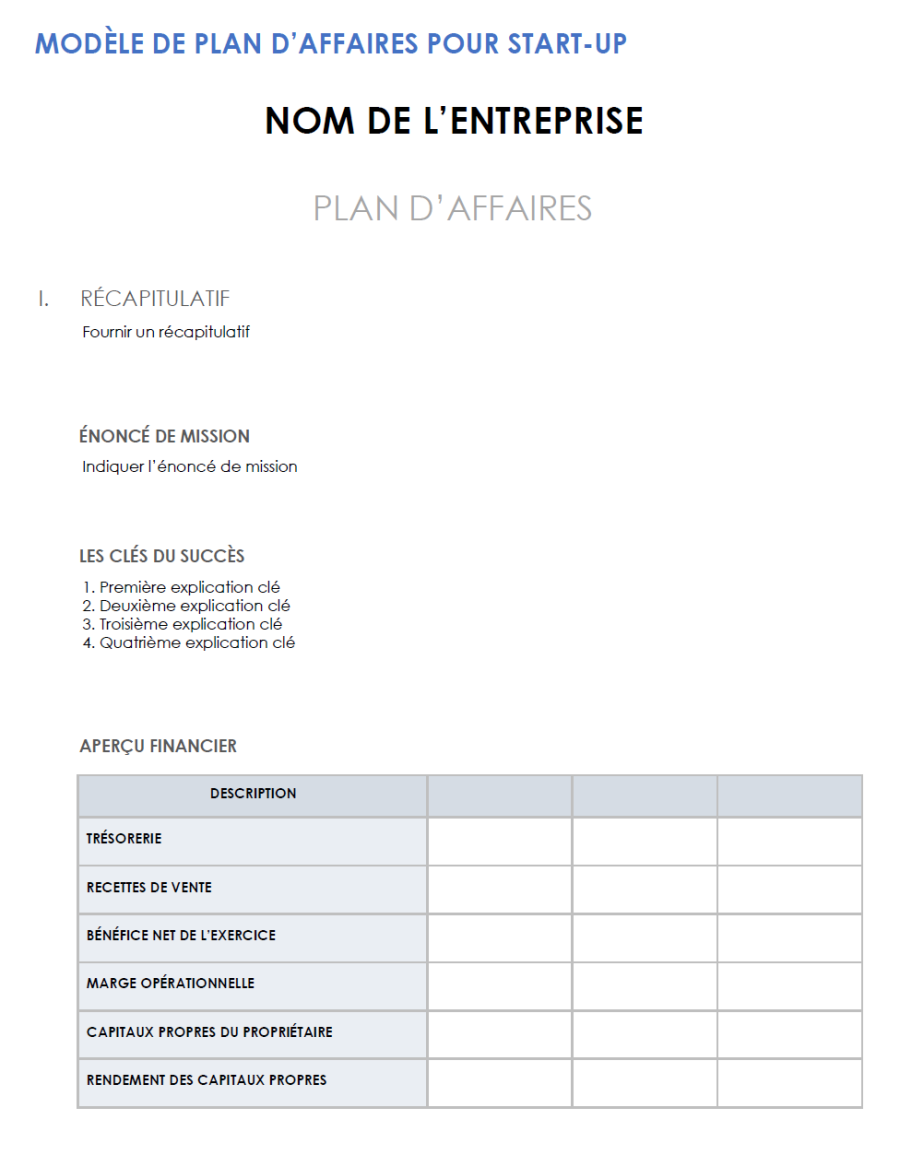 Modèles gratuits de plans d’affaires au format PDF | Smartsheet