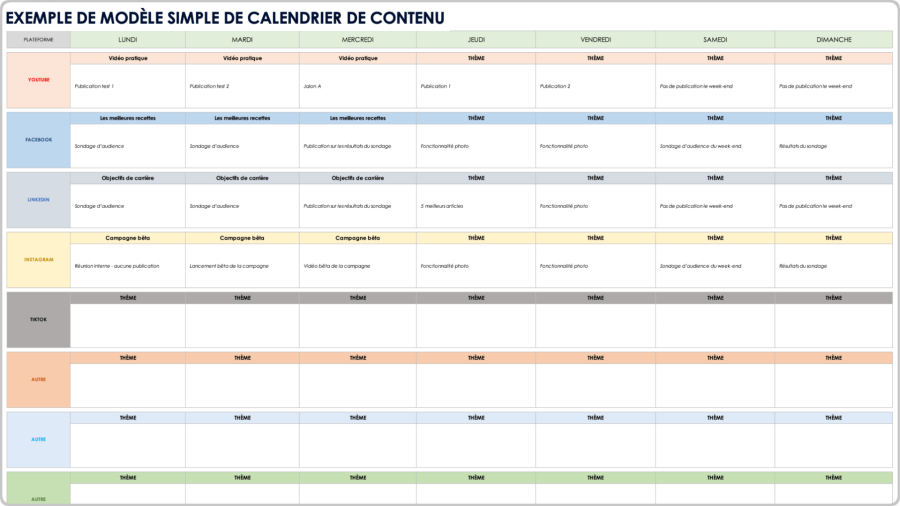 Modèles de calendrier de médias sociaux gratuits – Tous formats, tous types