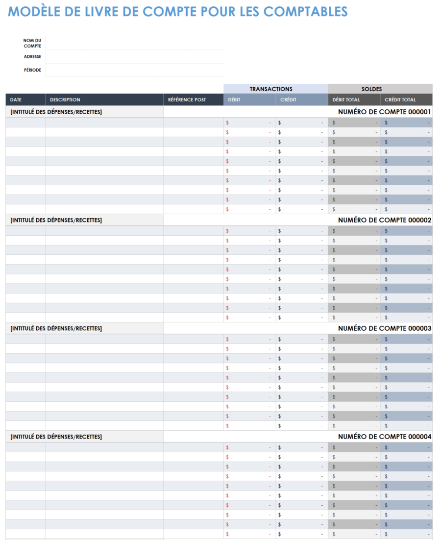 Modèles gratuits de grand livre général | Smartsheet