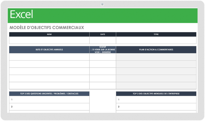 Modèles gratuits de définition et de suivi d'objectifs
