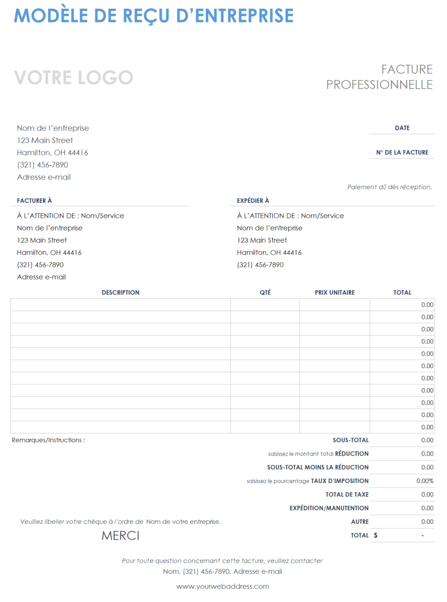 Télécharger des modèles gratuits de reçus Excel | Smartsheet