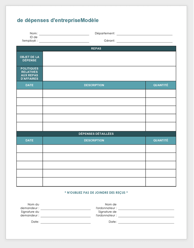 Modèles gratuits de notes de frais Smartsheet