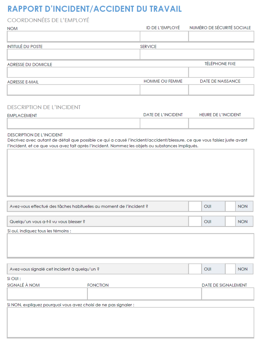 Modèles gratuits de rapports d’accident du travail | Smartsheet