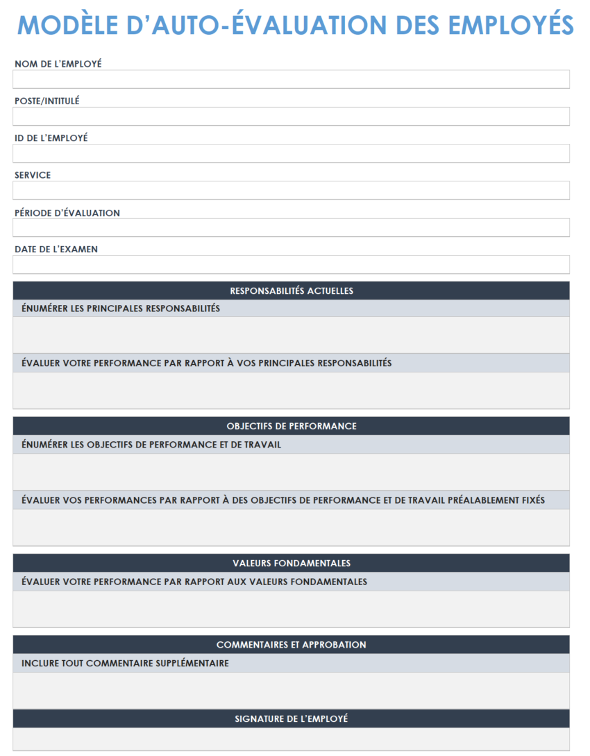 Modèles gratuits d’auto-évaluation | Smartsheet