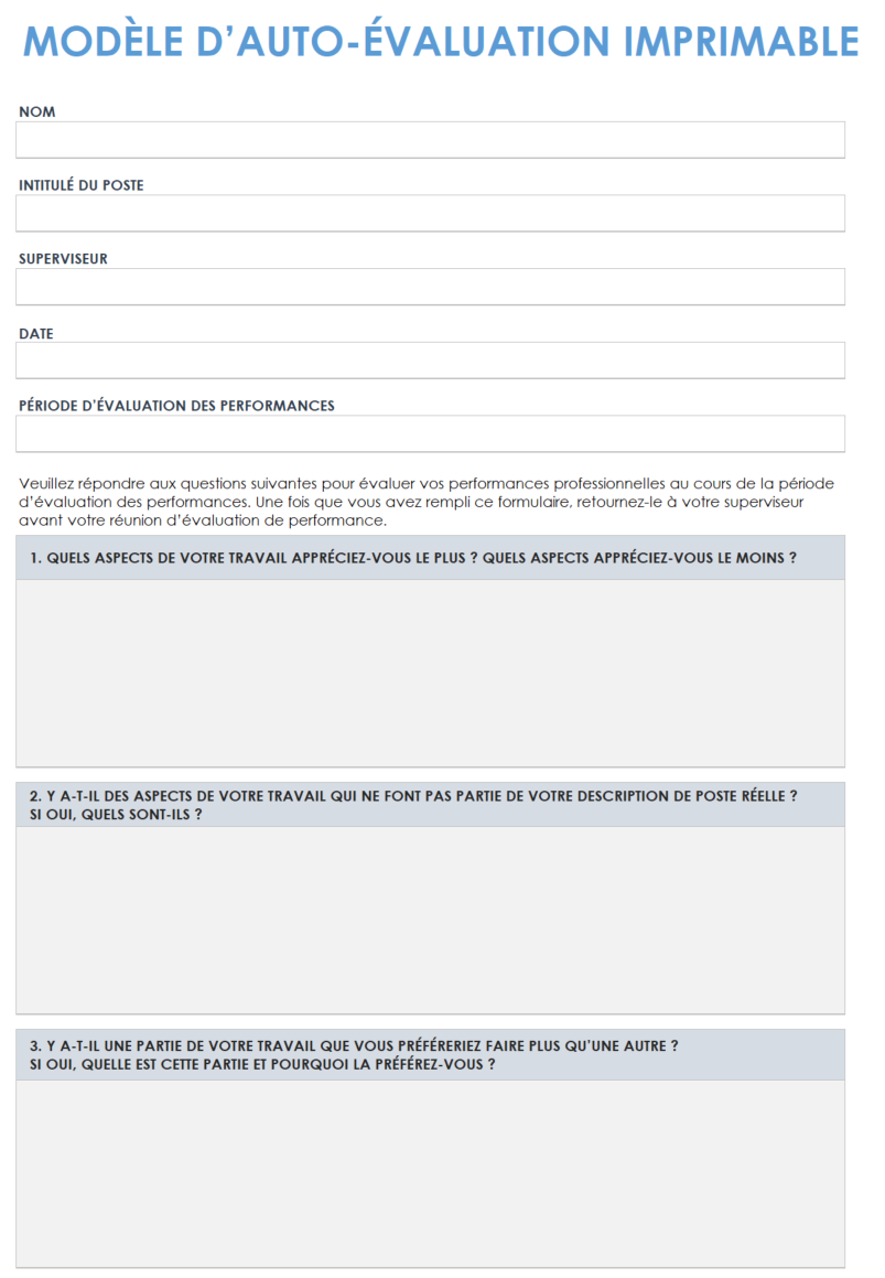 Modèles gratuits d’auto-évaluation | Smartsheet