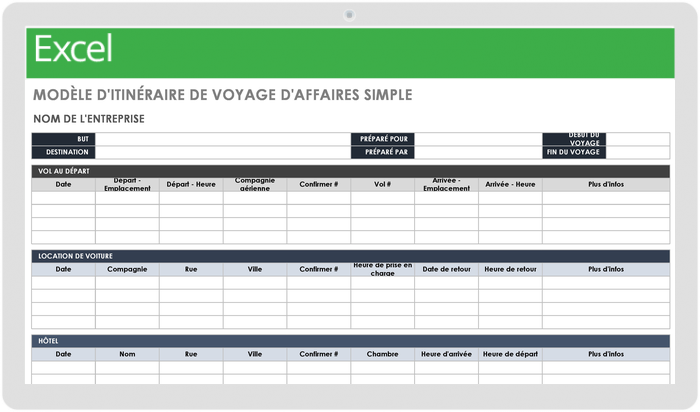 Modèles d’itinéraire gratuits