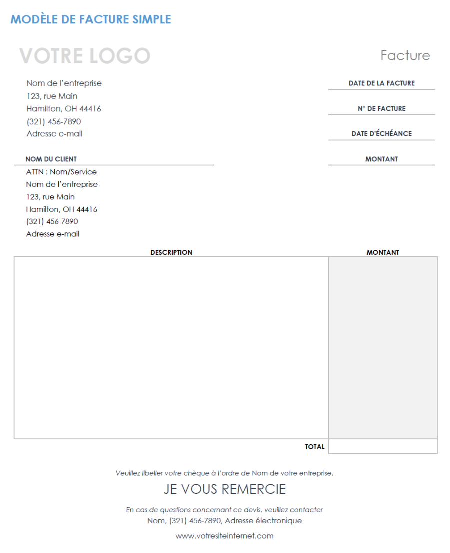 Modèles gratuits de factures MS Word | Smartsheet
