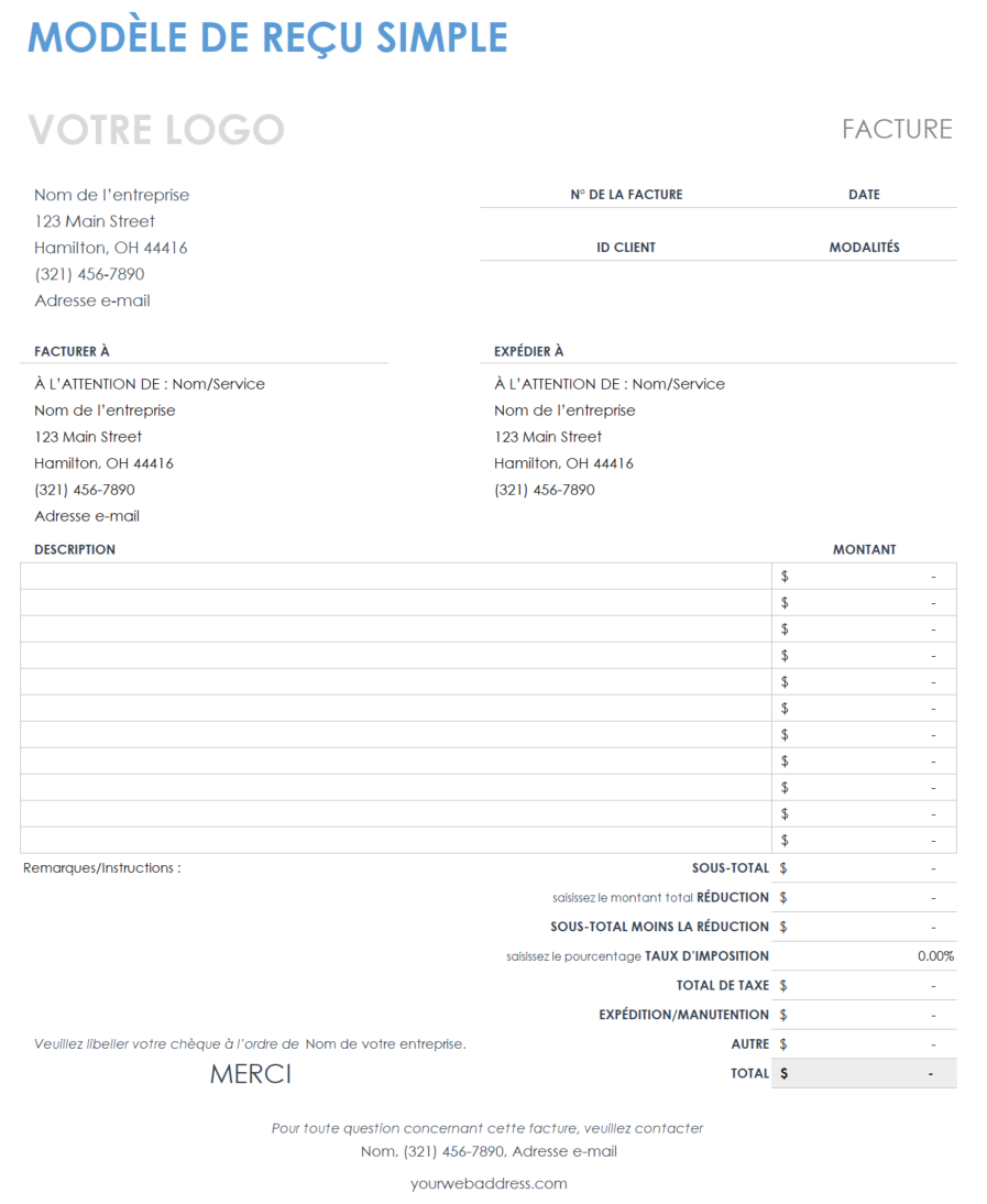 Télécharger des modèles gratuits de reçus Excel | Smartsheet