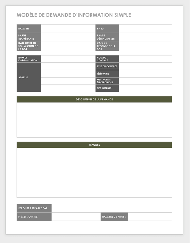 Modèles et formulaires gratuits de demandes de renseignements en ...