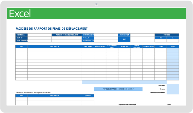 Modèles gratuits de notes de frais Smartsheet