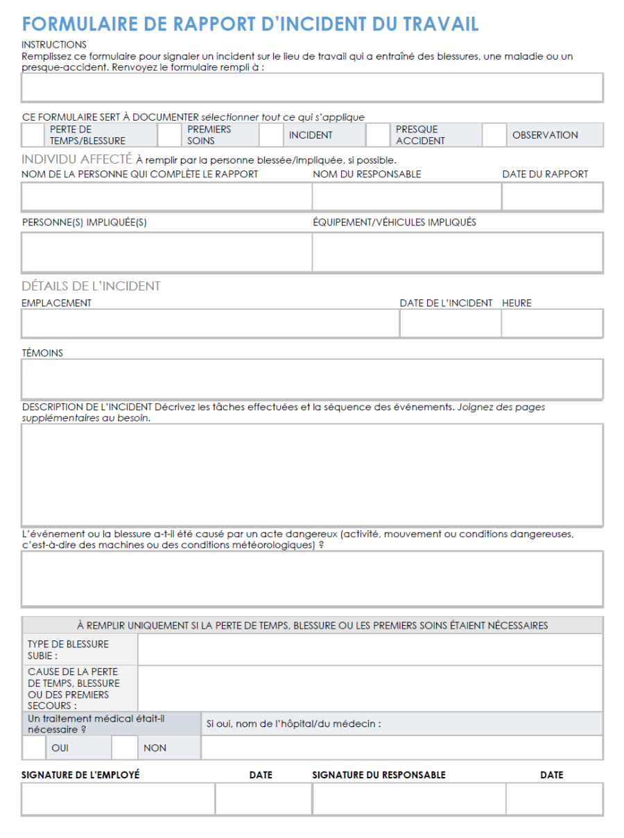 Modèles gratuits de rapports d’accident du travail | Smartsheet